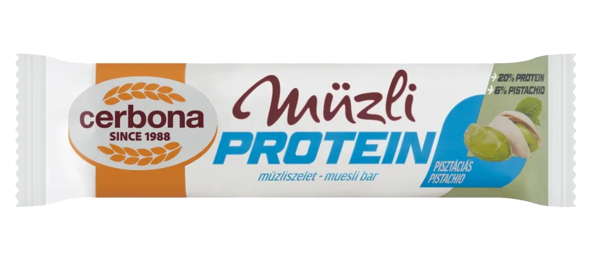 Cerbona Protein pisztáciás müzli szelet 35g webshop | Online rendelés ...